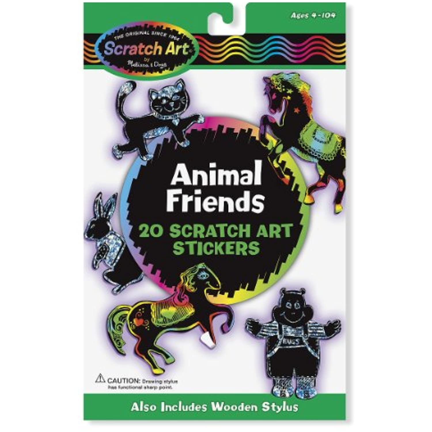 Melissa & Doug Animal Friends: Scratch Art Stickers Pack & 1 Scratch ...