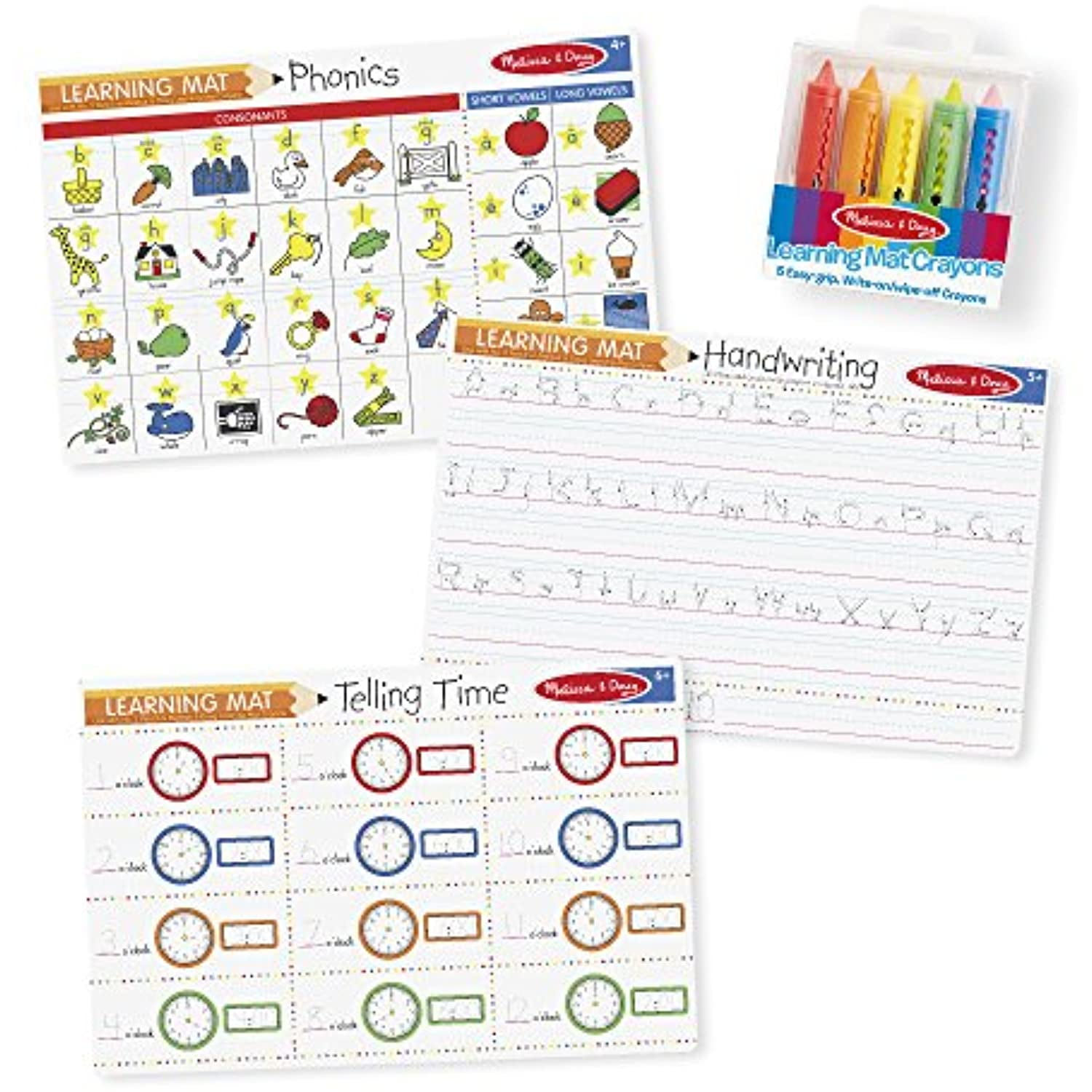 Melissa & Doug Basic Skills Placemat Set - Phonics, Handwriting, and ...