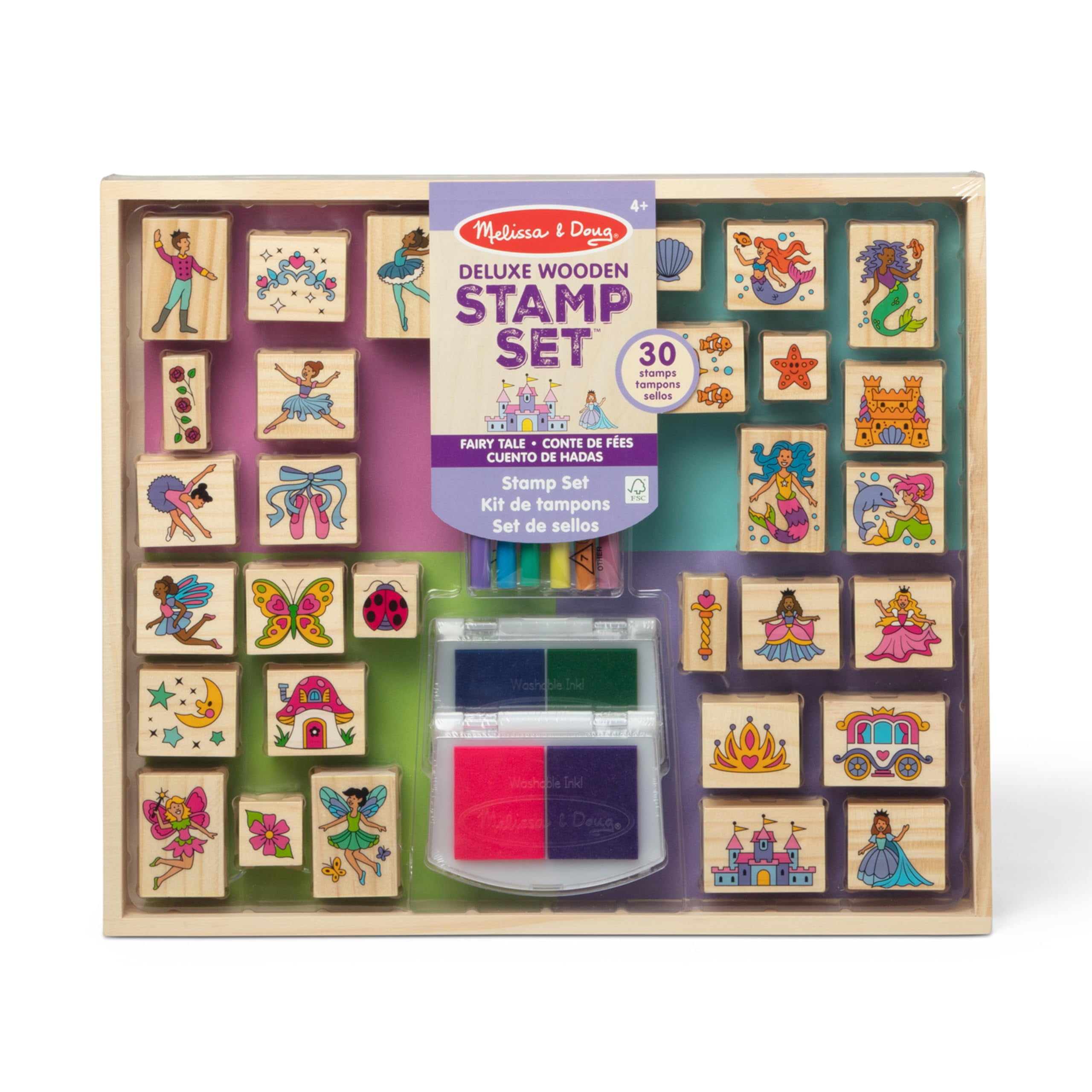 Melissa & Doug Deluxe Wooden Stamp and Coloring Set – Fairy Tale (30 ...
