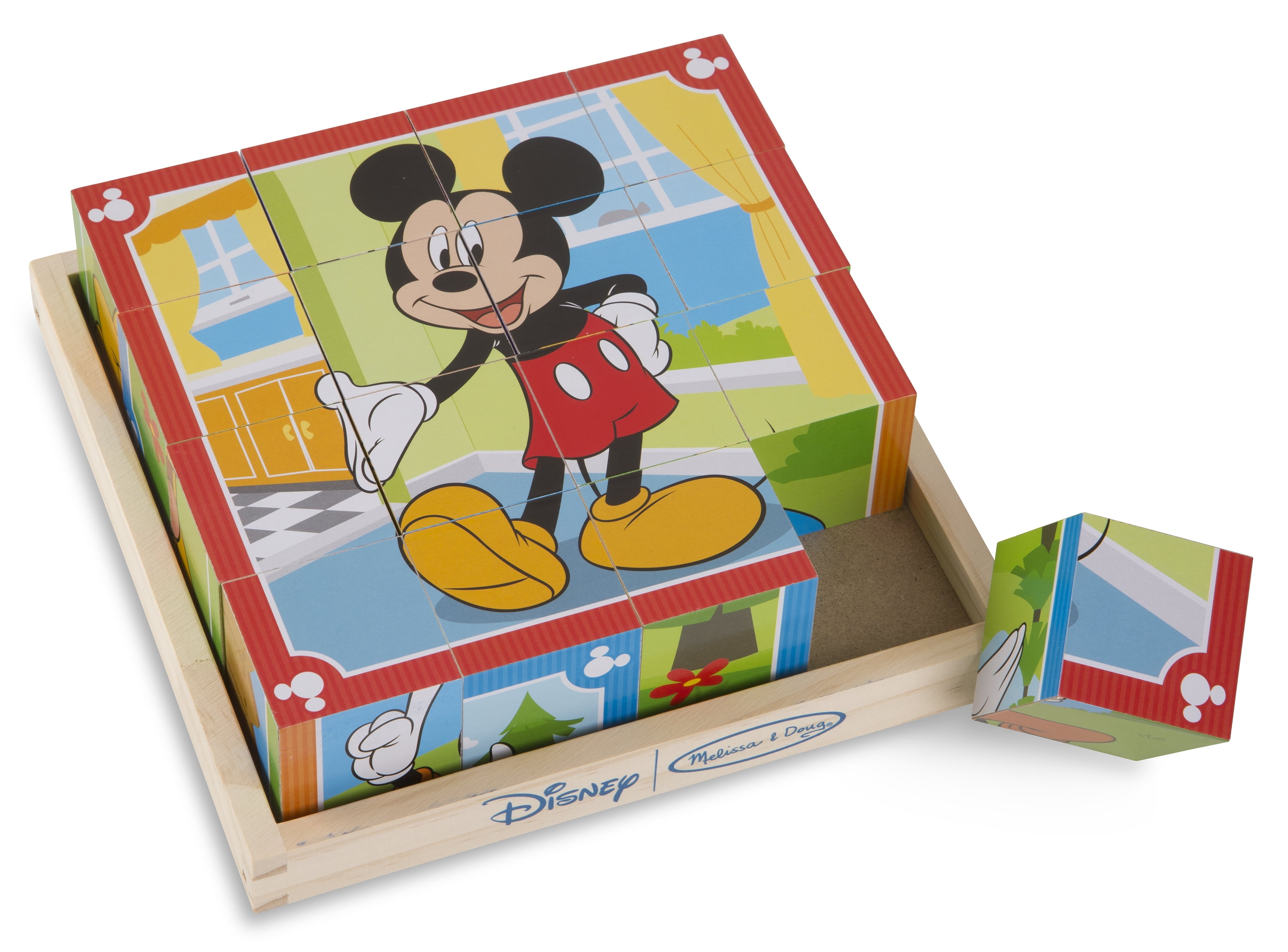 Melissa & Doug Disney Mickey Mouse Wooden Cube Puzzle for Kids ...