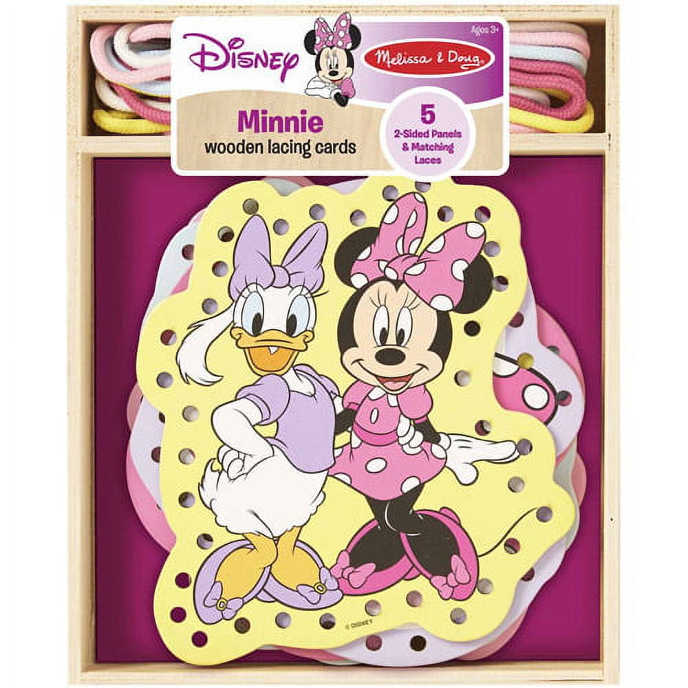 Melissa And Doug Disney Minnie Mouse Wooden Lacing Cards With 5 Double
