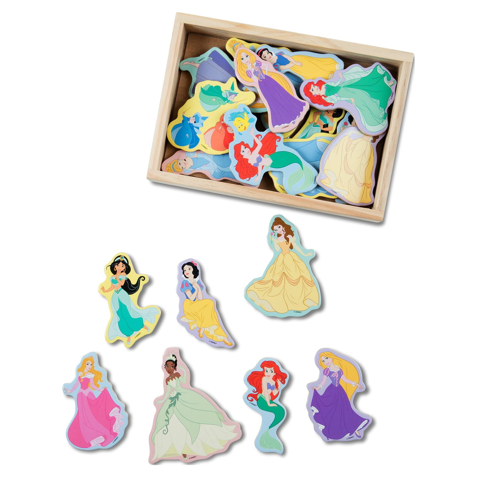 Melissa & Doug Disney Princess Wooden Magnets - 20 Character Magnets ...