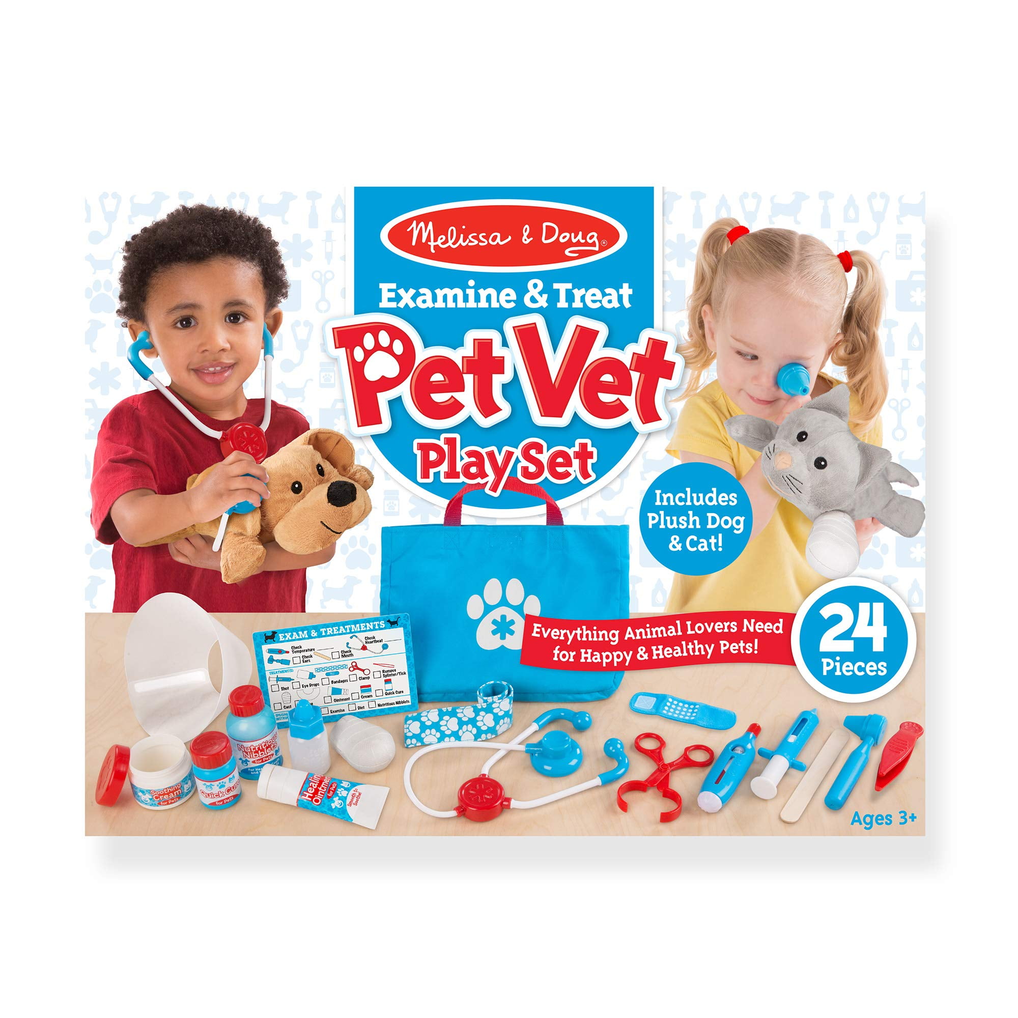 Melissa & Doug Examine and Treat Pet Vet Play Set (24 pcs) - Kids ...