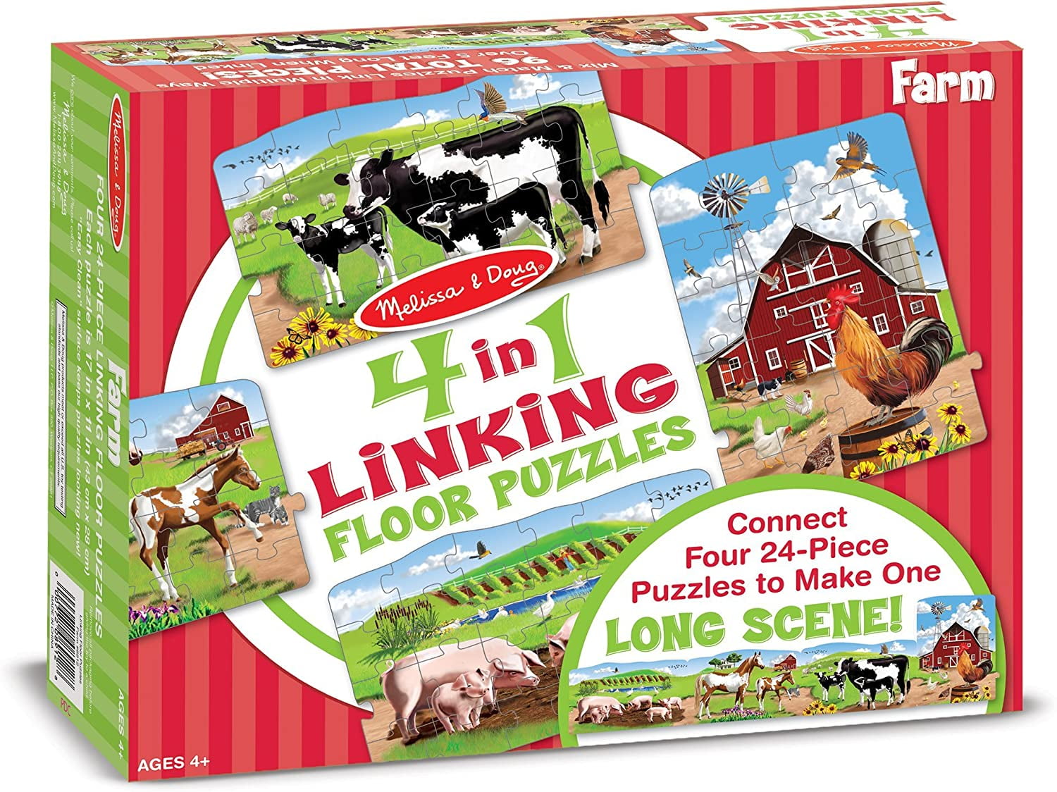 Melissa & Doug Farm 4-in-1 Linking Jigsaw Floor Puzzle - Walmart.com
