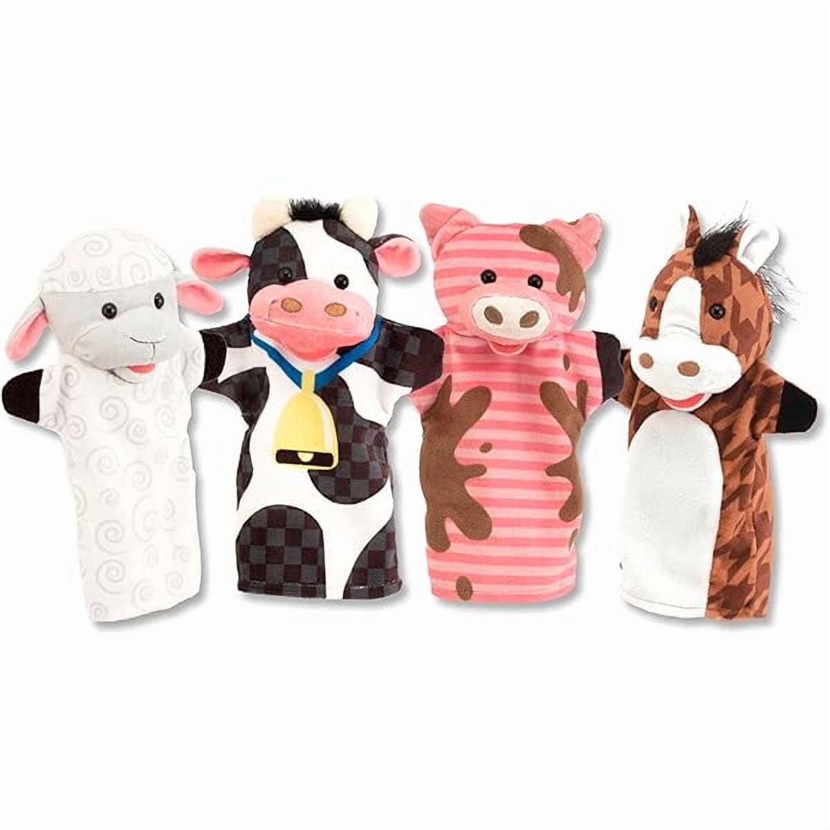 Melissa & Doug Farm Friends Hand Puppets (Set of 4) - Cow, Horse, Sheep ...