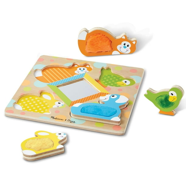 Melissa & Doug First Play Peek-a-Boo Pets Wooden Touch and Feel Puzzle ...