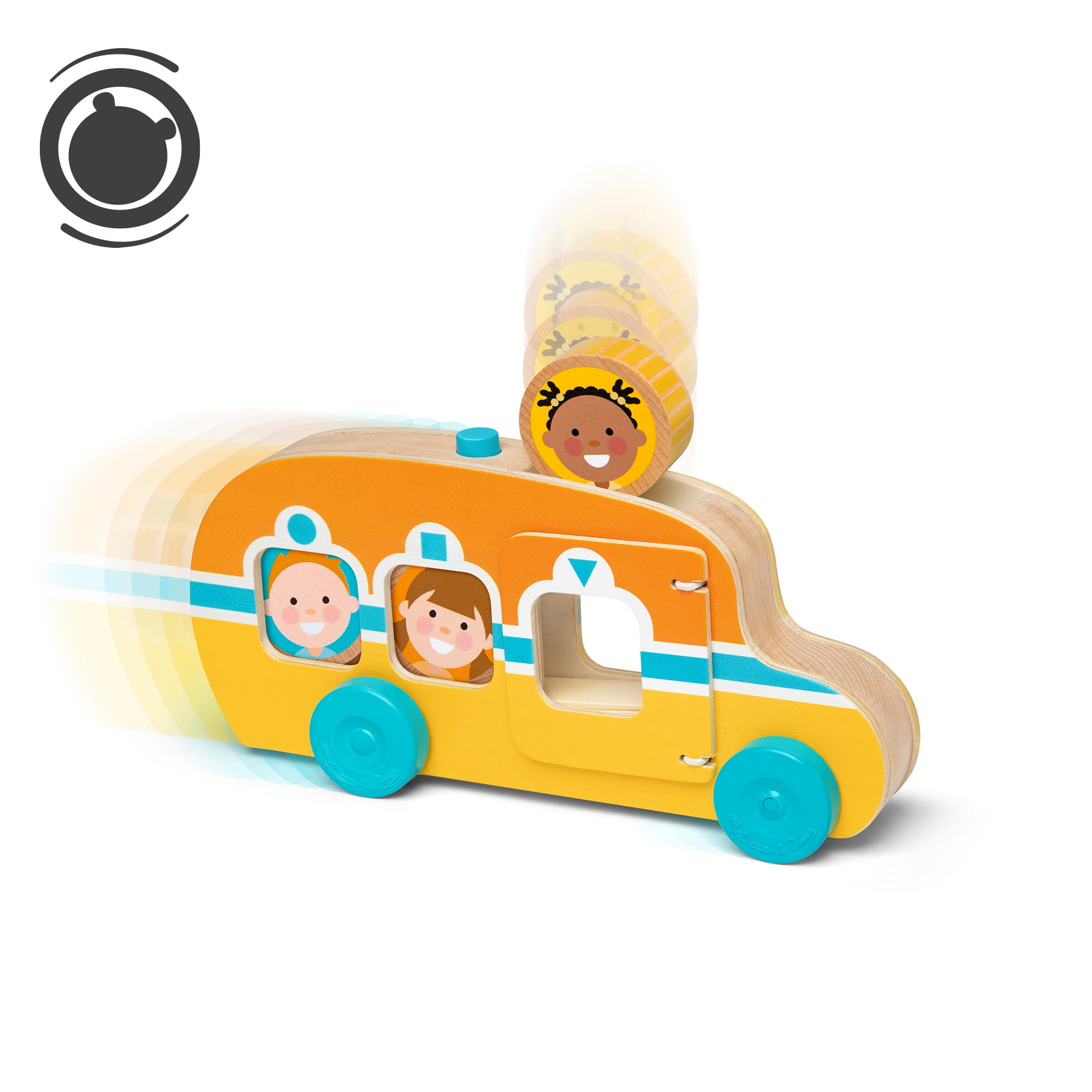 Melissa & Doug GO Tots Wooden Roll & Ride Bus with 3 Disks - FSC ...