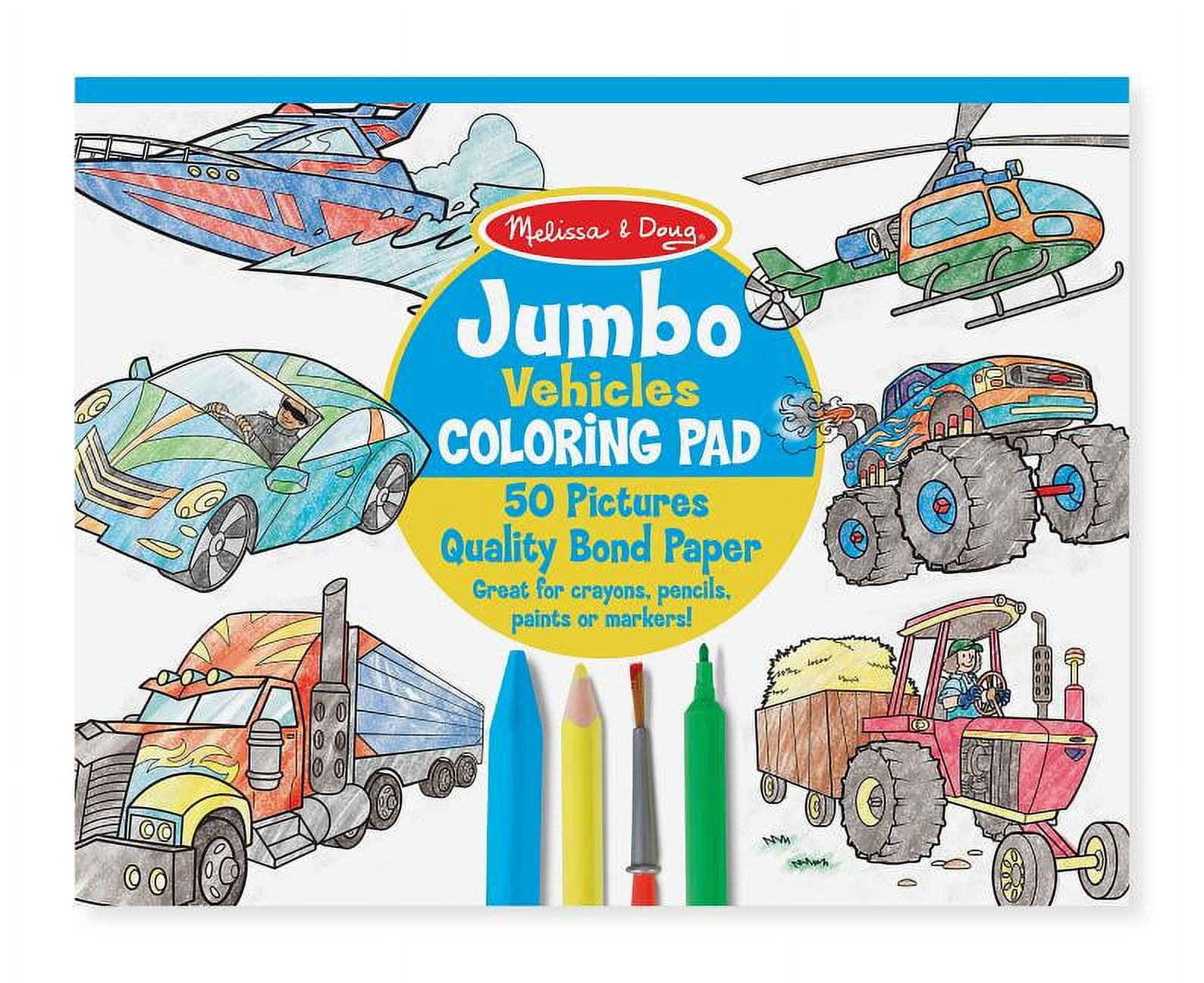 Melissa & Doug Jumbo Coloring Pad: Vehicles - 50 Pages of White Bond ...