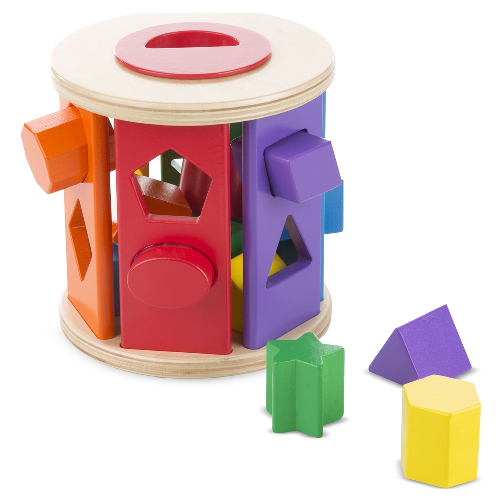 Melissa & Doug Shape Sorting Cube - Classic Wooden Toy With 12 Shapes ...