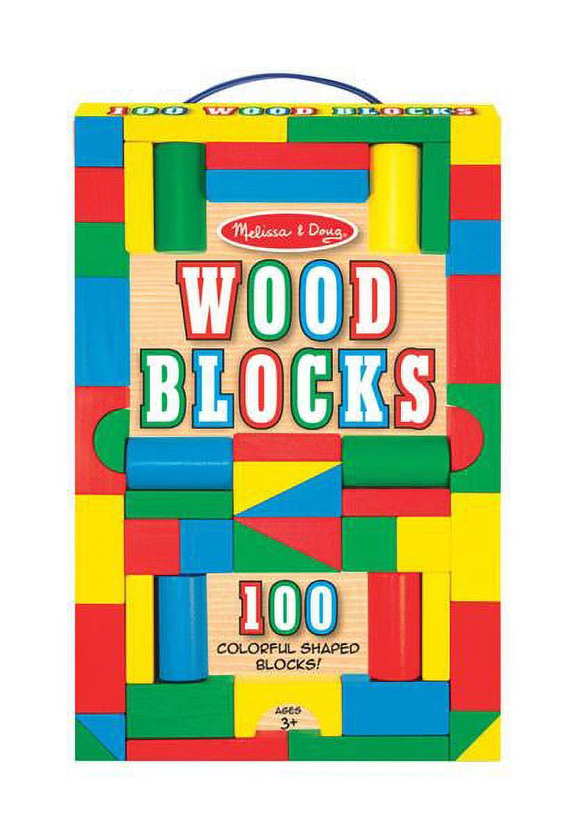 Melissa & Doug Wooden Building Blocks, 100-Piece Set, Assorted Colors ...