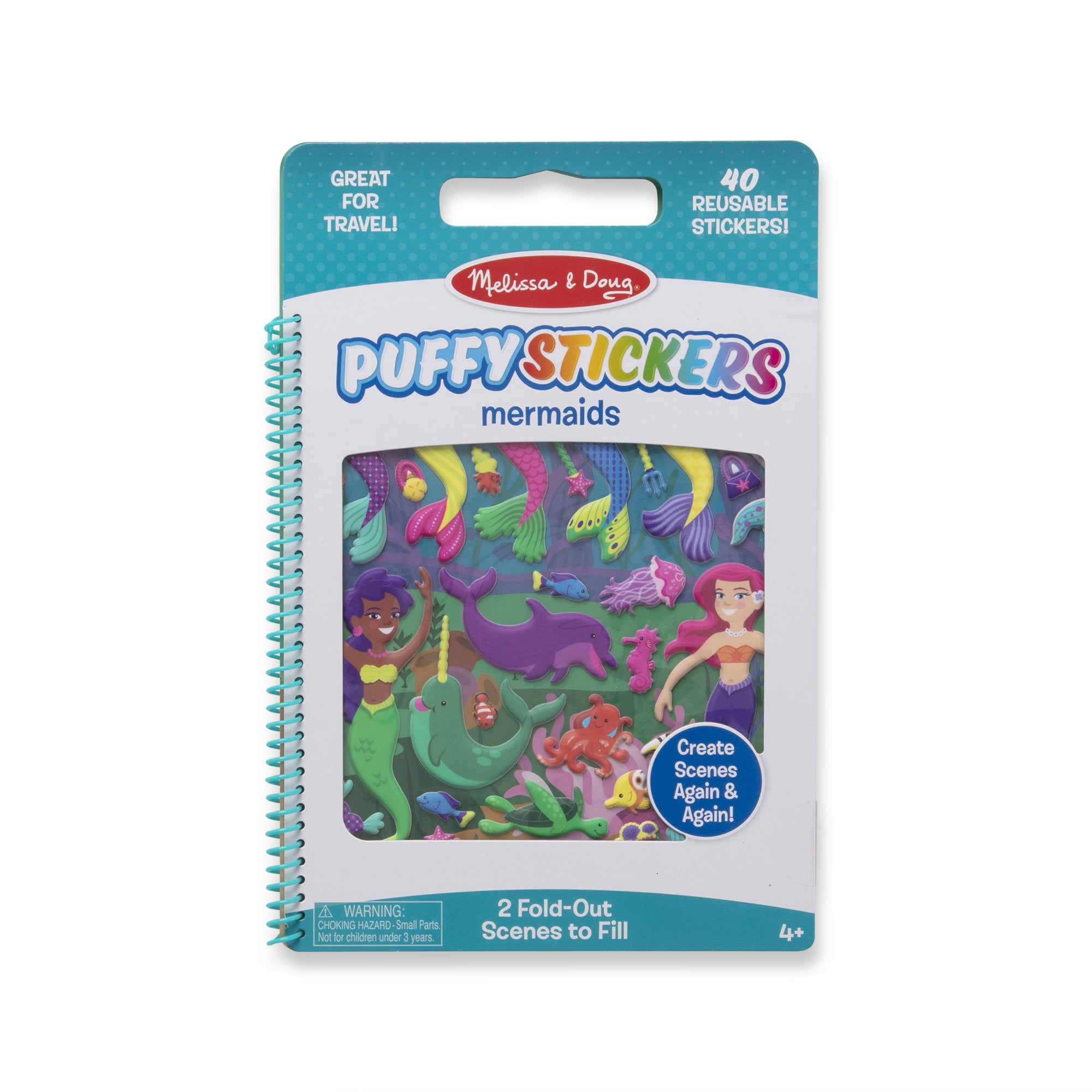 Melissa & Doug Mermaids Puffy Stickers Play Set - 40 Stickers, 2 Scenes ...