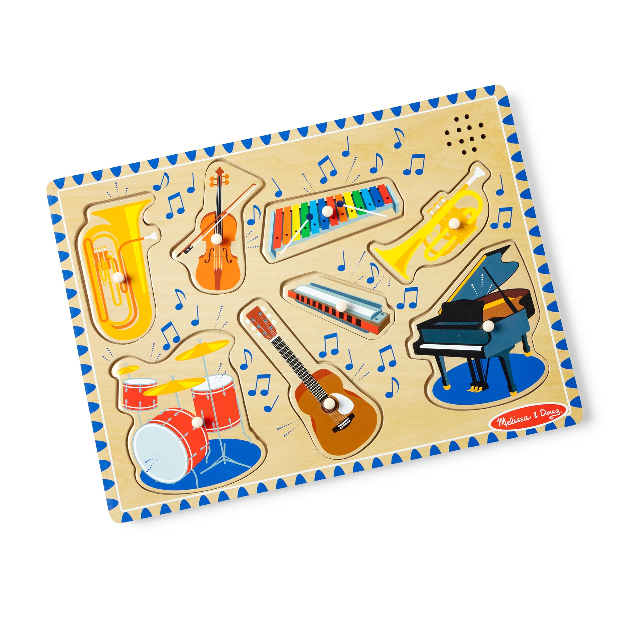 Melissa & Doug Musical Instruments Sound Puzzle - Wooden Peg Puzzle (8 ...