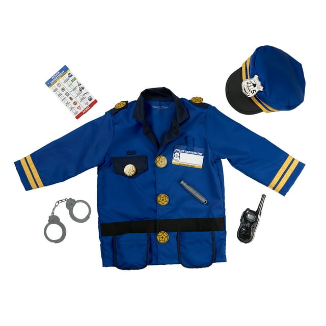 Melissa & Doug Police Officer Role Play Costume Dress-Up Set (8 Pcs ...