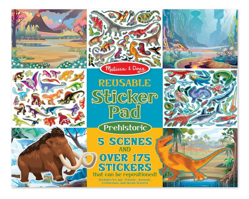 Melissa & Doug Prehistoric Reusable Sticker Pad - 185+ Cling-Style ...