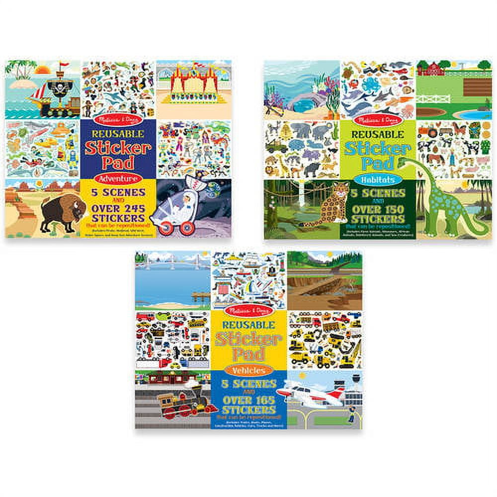 Melissa & Doug Reusable Sticker Pads Set - Habitats, Vehicles, and ...
