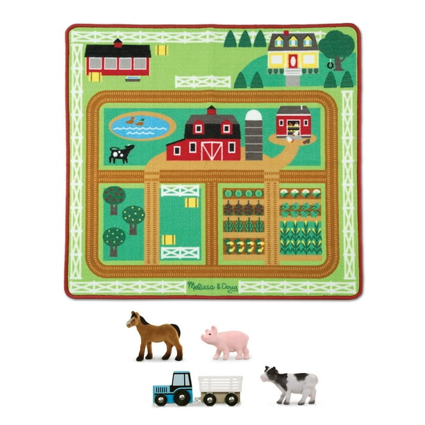 Melissa & Doug Round the Barnyard Farm Activity Play Rug (39 x 36 ...