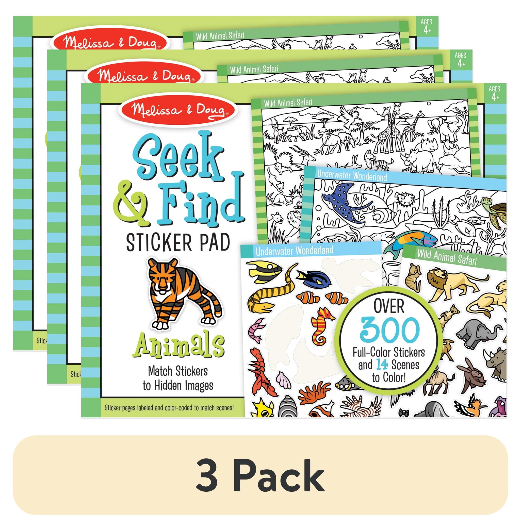 (3 pack) Melissa & Doug Seek and Find Sticker Pad, Animals (400 ...