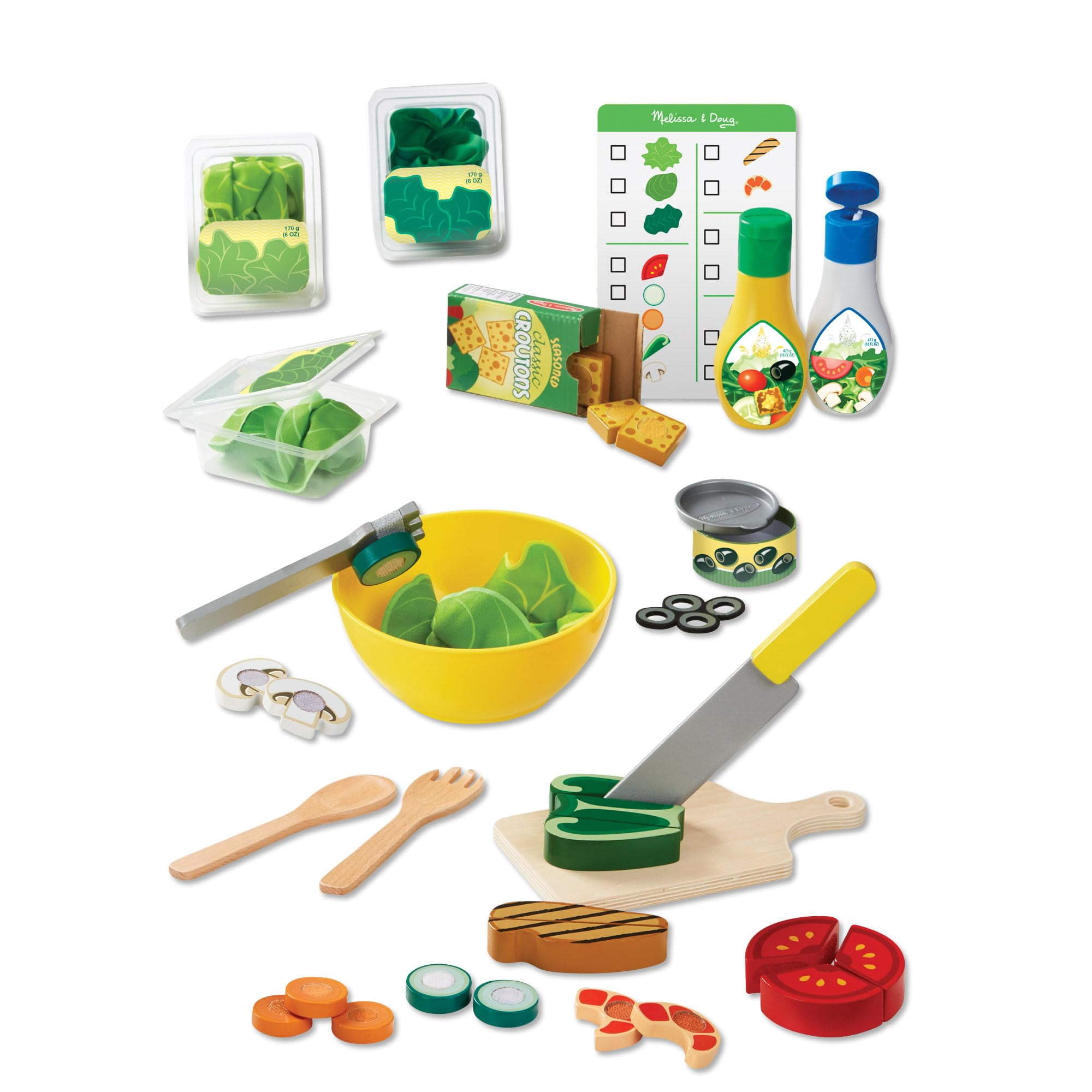 Melissa & Doug Slice and Toss Salad Play Food Set – 52 Wooden and Felt ...