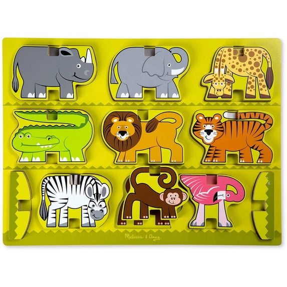 Melissa & Doug Stacking Wooden Chunky Puzzle, Zoo Animals - Walmart.com