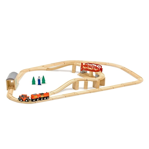 Melissa & Doug Swivel Bridge Wooden Train Set (47 Pcs) - Walmart.com