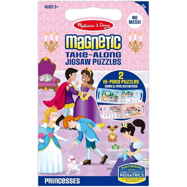 Melissa & Doug Take-Along Magnetic Jigsaw Puzzles Travel Toy Princesses ...