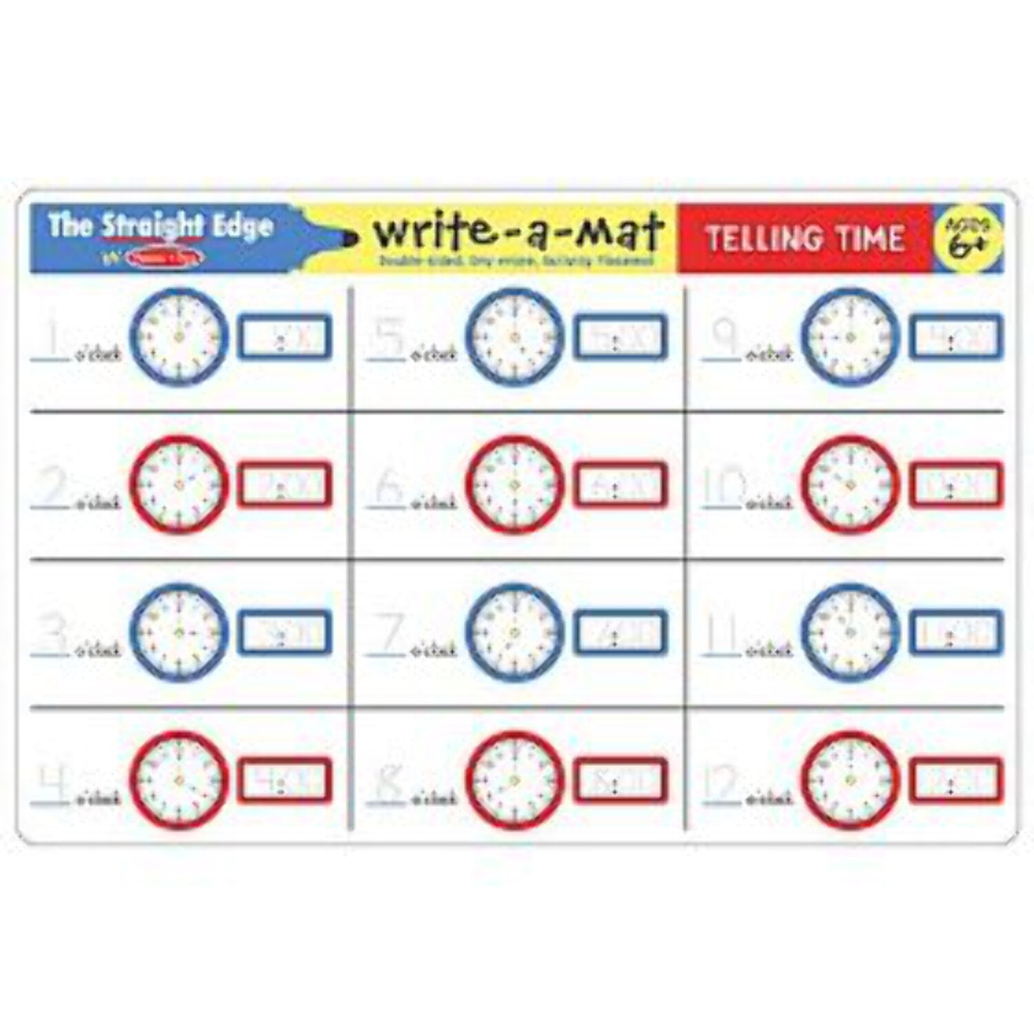 Melissa & Doug Telling Time Write-a-Mat - Walmart.com
