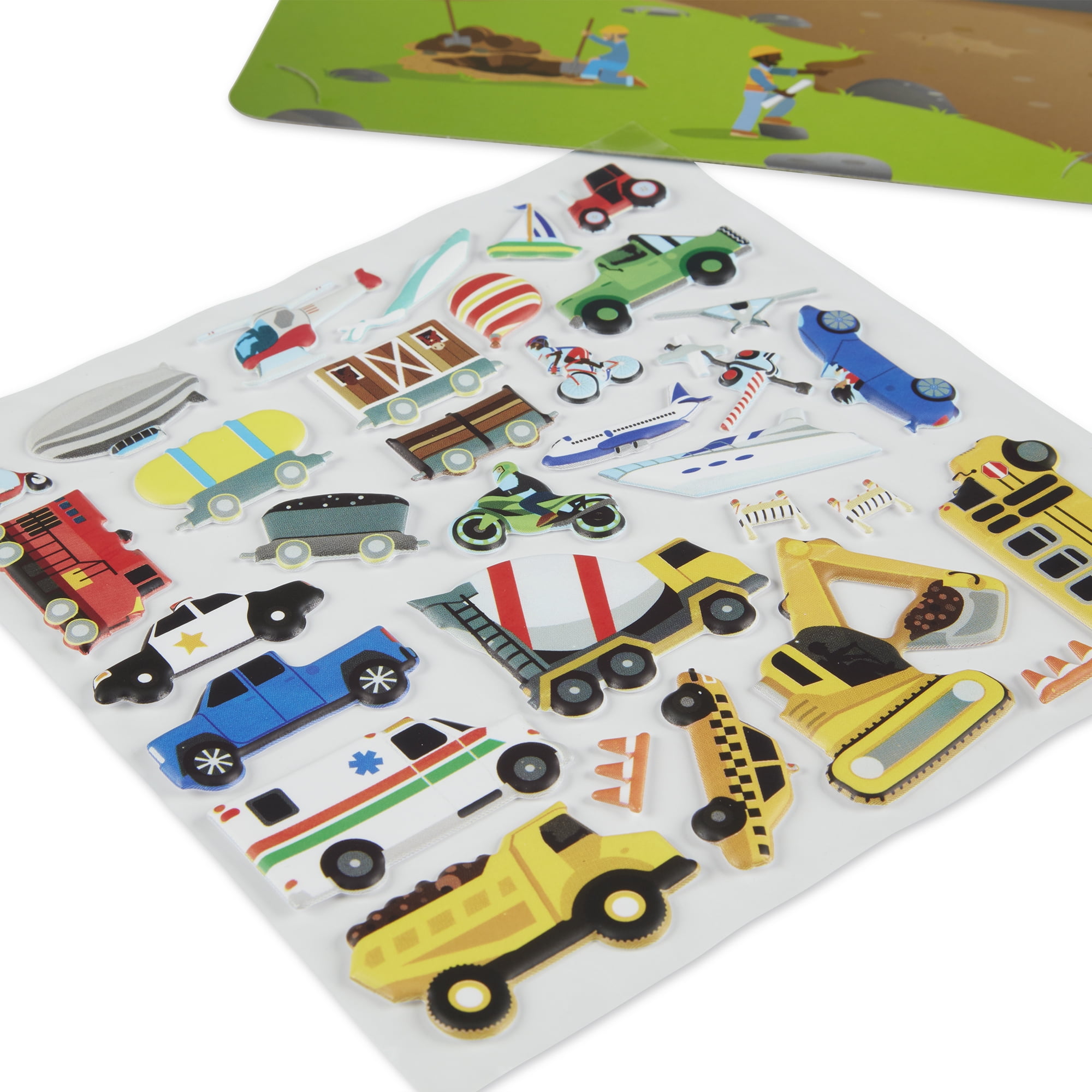 Melissa & Doug Vehicles Puffy Sticker Play Set: 32 Reusable Stickers ...