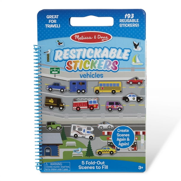 Melissa & Doug Vehicles Restickable Stickers - 193 Stickers, 5 Fold-Out ...