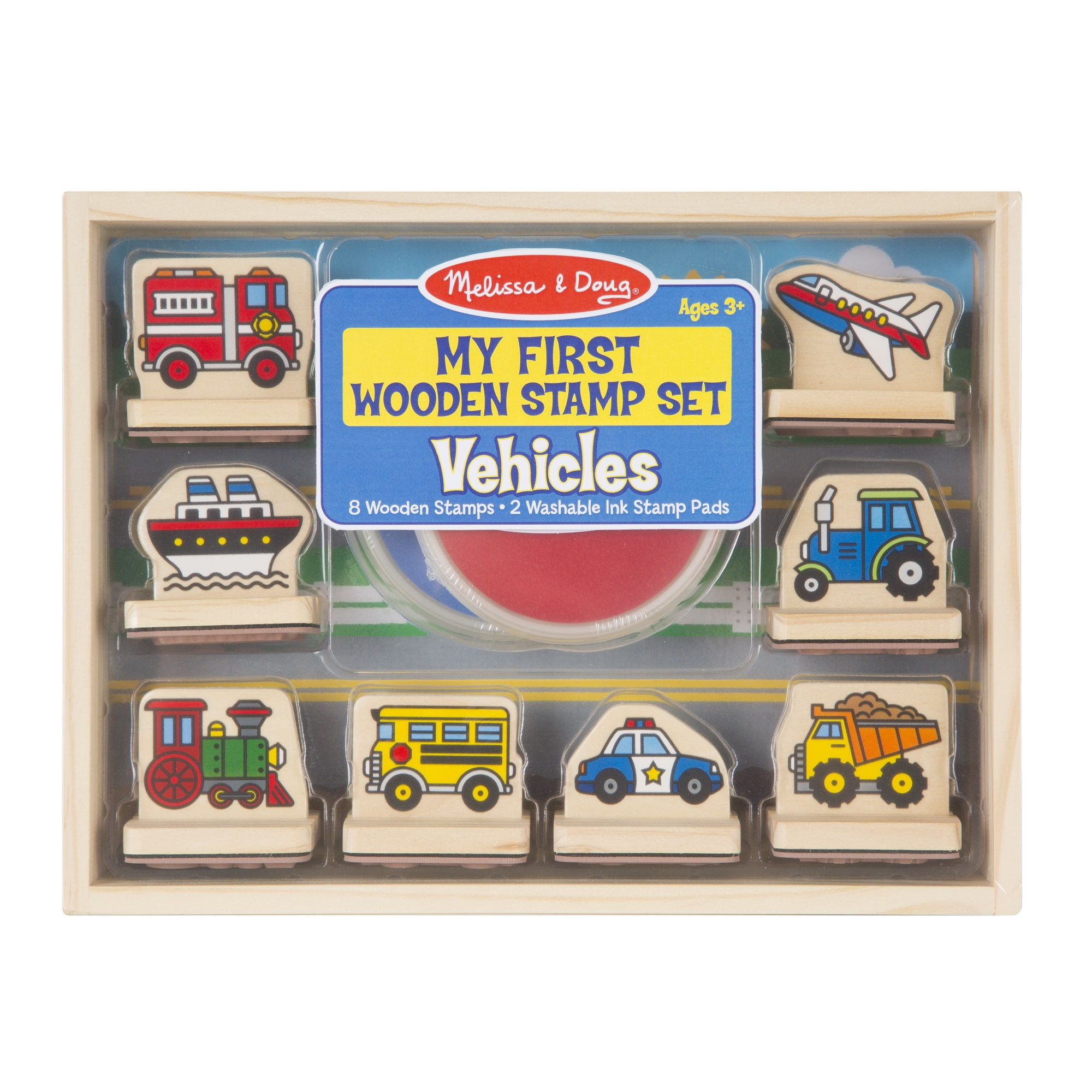Melissa & Doug Vehicles Stamp Sets with 2 Washable Ink Stamp Pads (8 ...