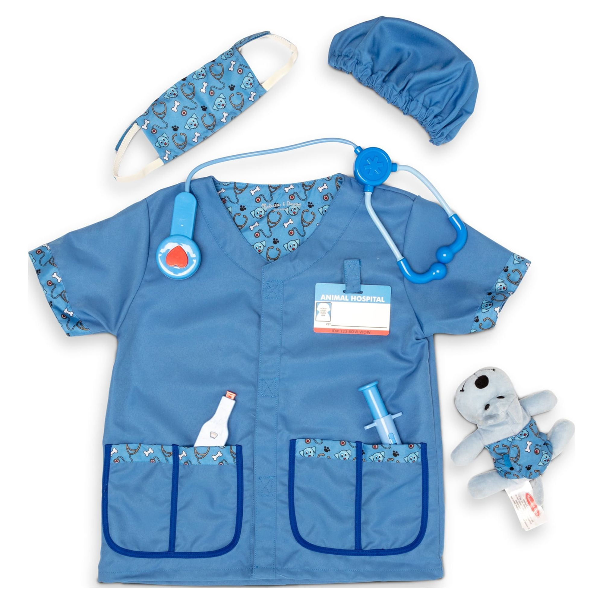 Melissa & Doug Veterinarian Role Play Costume Dress-Up Set - 9 Pieces ...