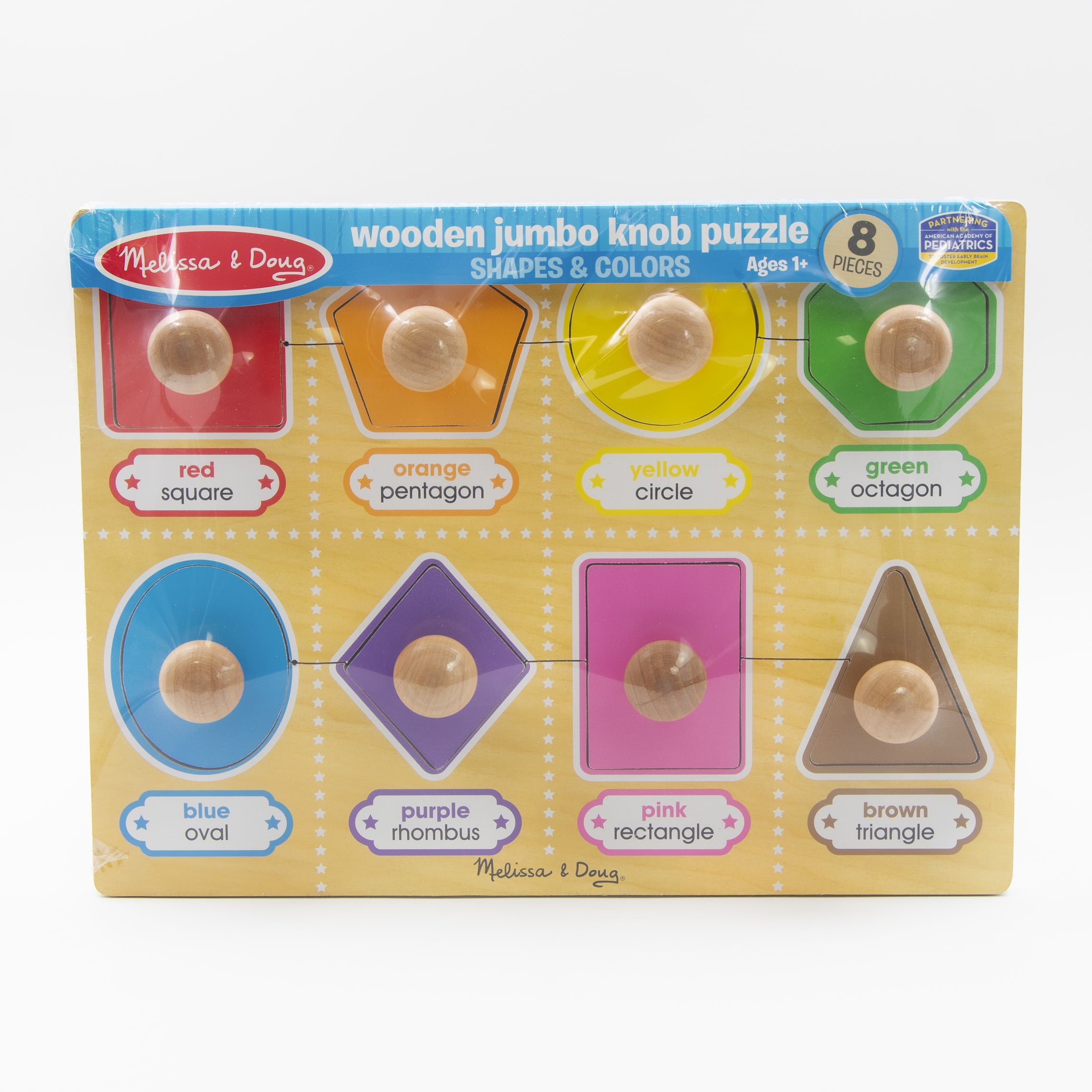 Melissa & Doug Wooden Jumbo Knob Puzzle Shapes & Colors - Walmart.com