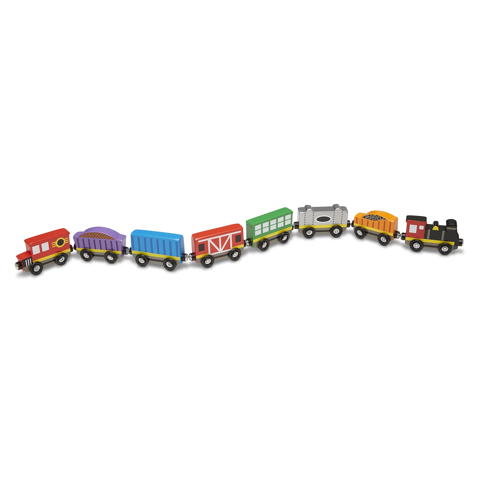 Melissa & Doug Wooden Magnetic Train Cars - 8 Piece Educational and ...