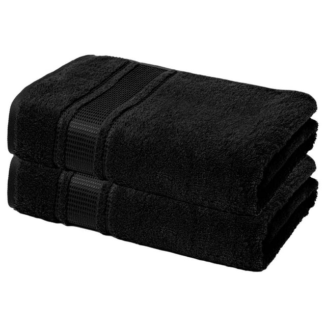 Melissa Linen Soft Black Hand Towels for Bathroom 2 Pack, Jet Black ...