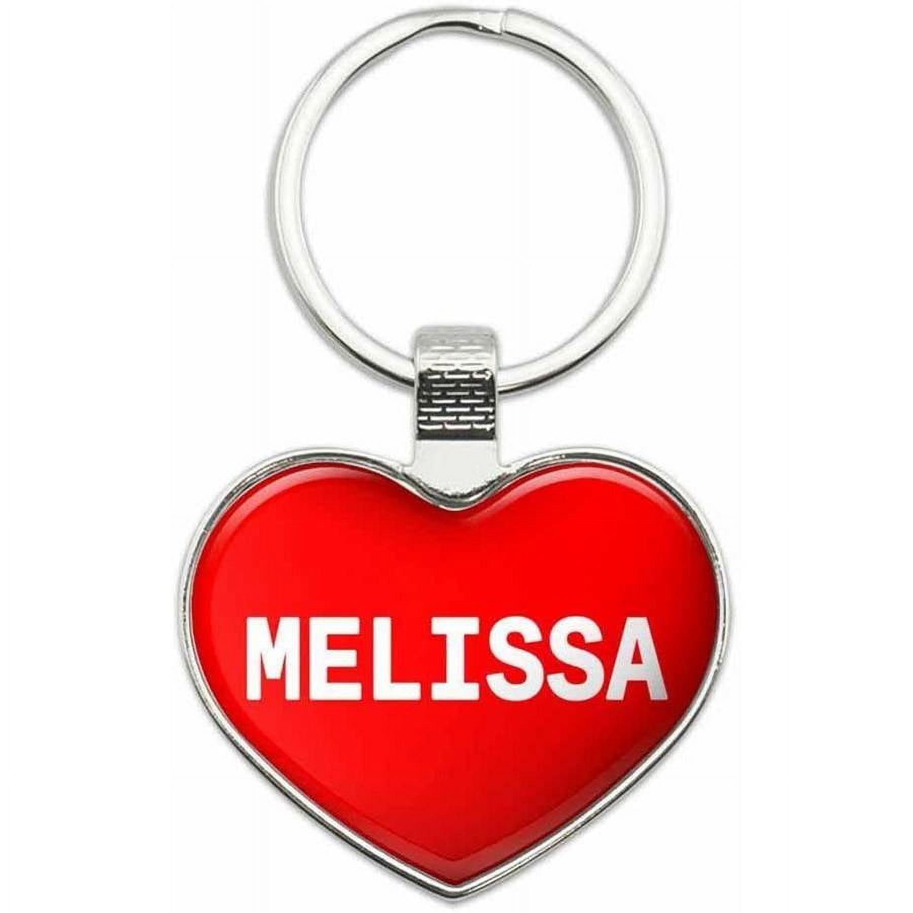 Melissa - Names Female Metal Heart Keychain Key Chain Ring, Red ...