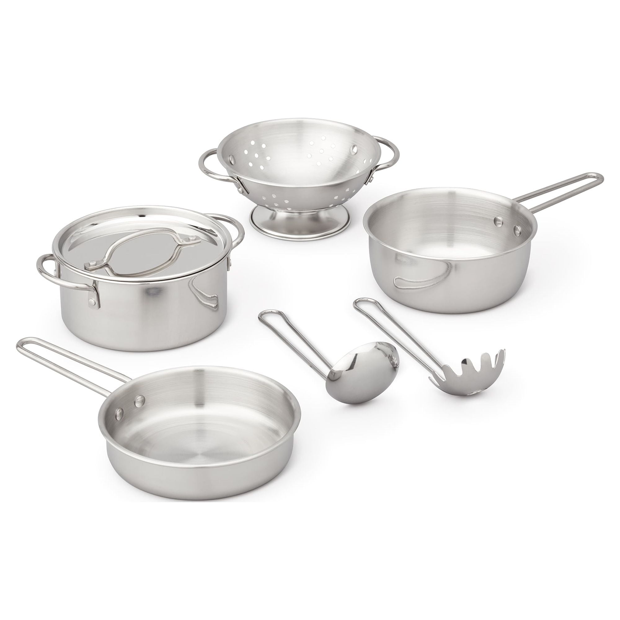 Melissa & Doug 8-Piece Stainless Steel Cookware Set for Pretend Kitchen ...