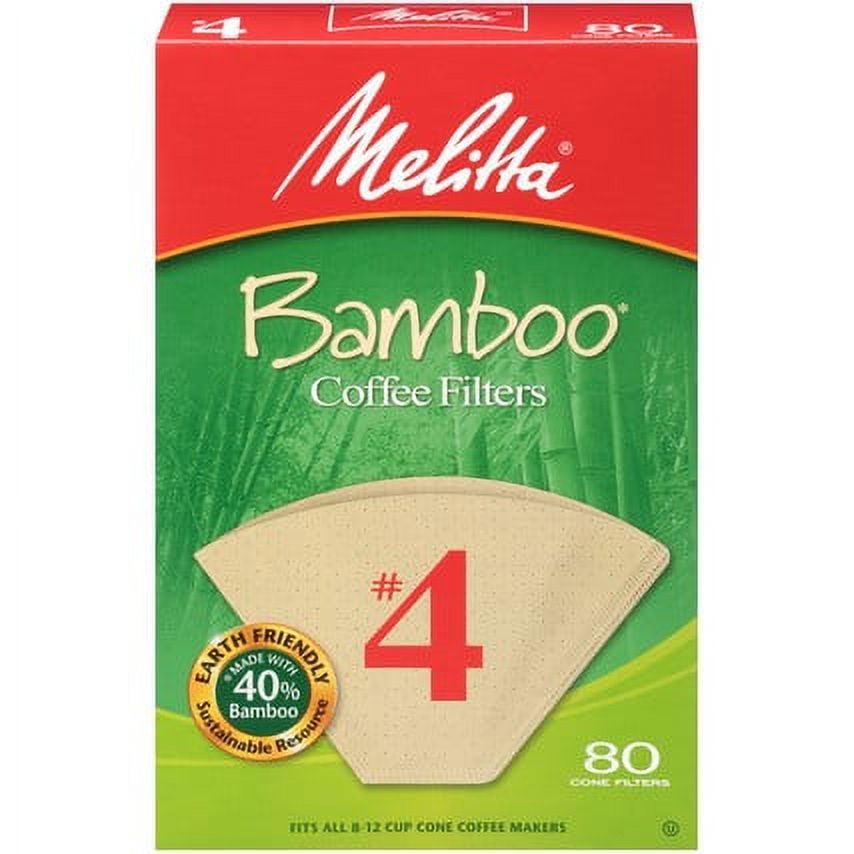 Melitta #4 Cone Coffee Filters, 80 ct, 40% Bamboo, Fits 8-12 Cup ...