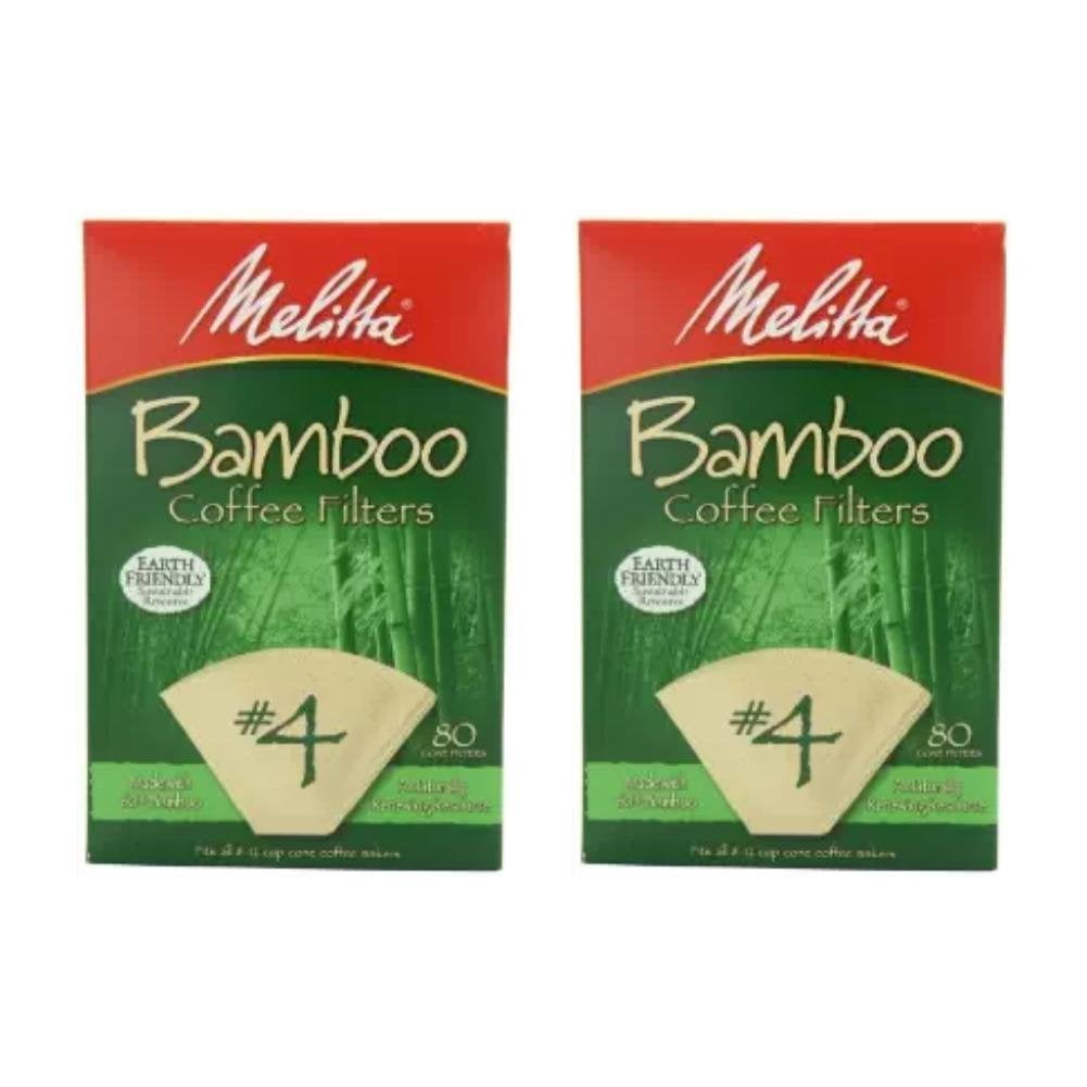Melitta Natural Bamboo #4 Cone Coffee Filters, 80 Count, 2 Pack ...