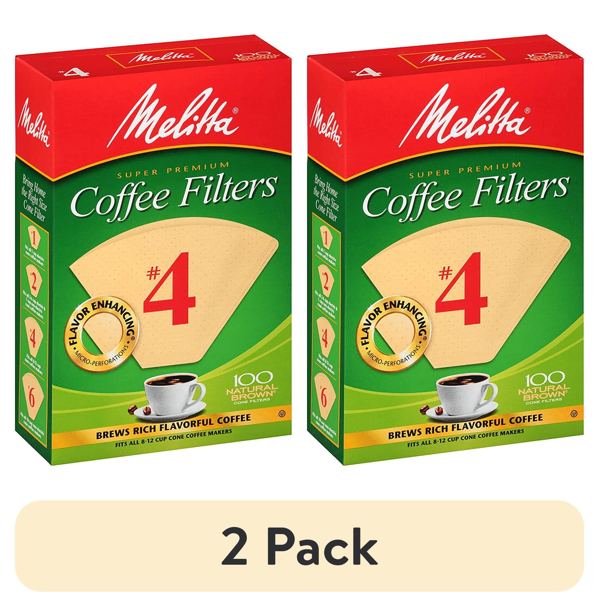 (2 pack) Melitta #4 Cone Coffee Filters, Natural Brown, 100 Count ...