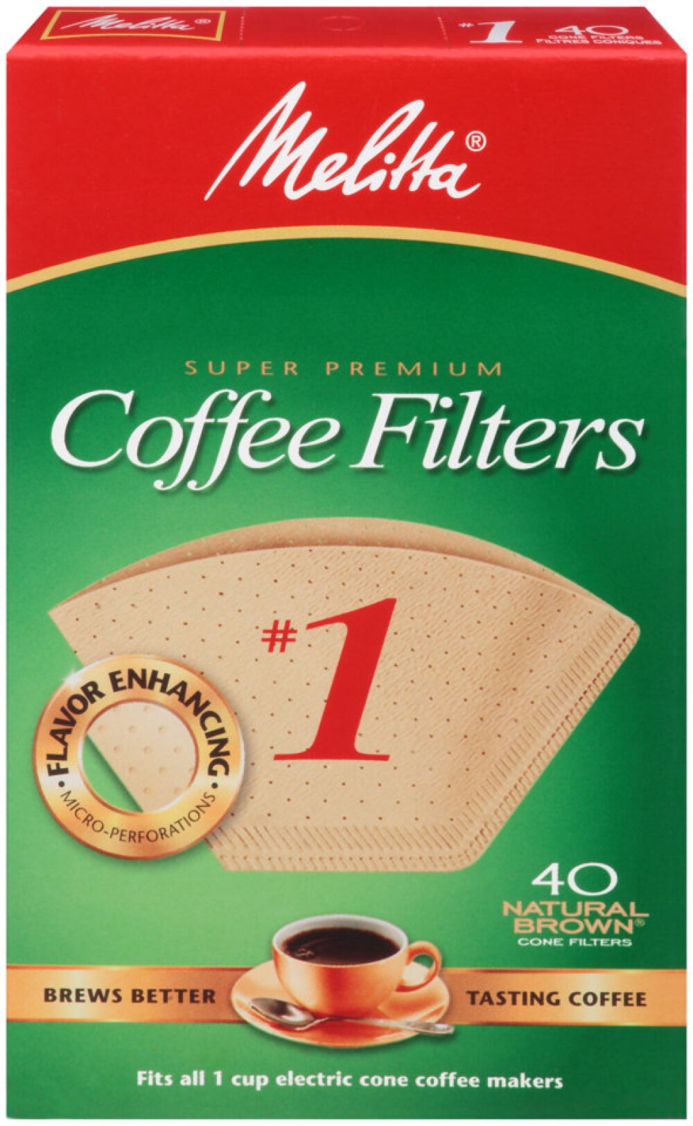 Melitta 40 Count Natural Brown Cone Coffee Filters (Pack of 32 ...