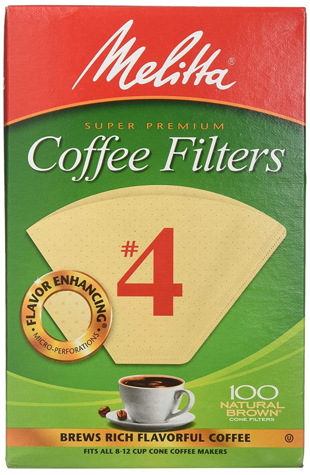 Melitta Cone Coffee Filters, Natural Brown #4, 100 Count (Pack Of 6 ...