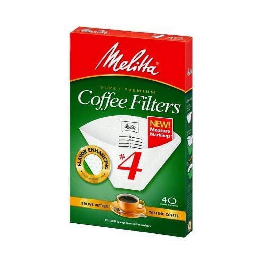 Melitta Cone Coffee Filters with Measure Markings No. 4 White 40 Count ...