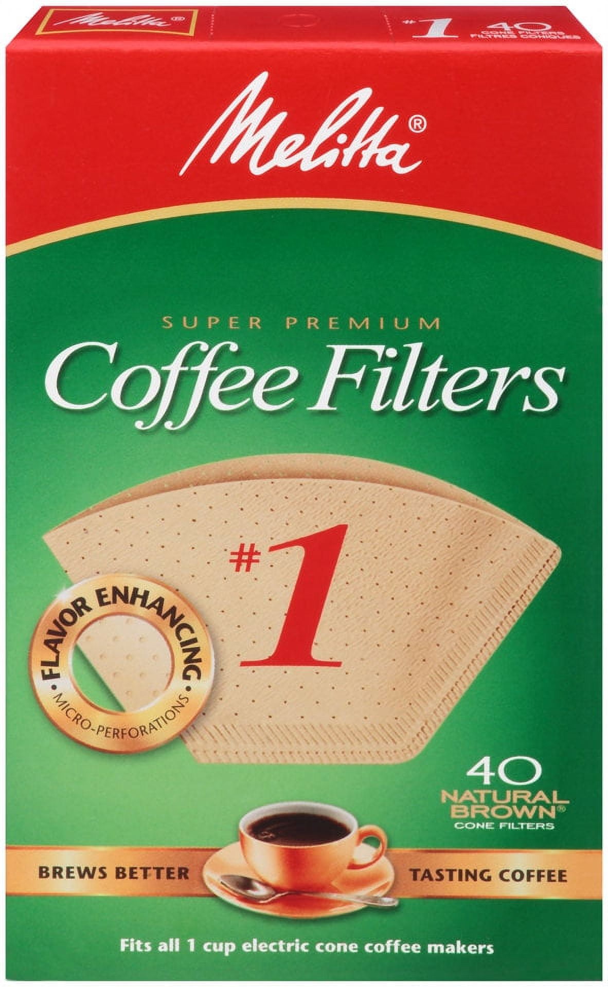 Melitta Natural Brown Cone Coffee Filter, Size 1 - 40 Ct for Single-Cup ...