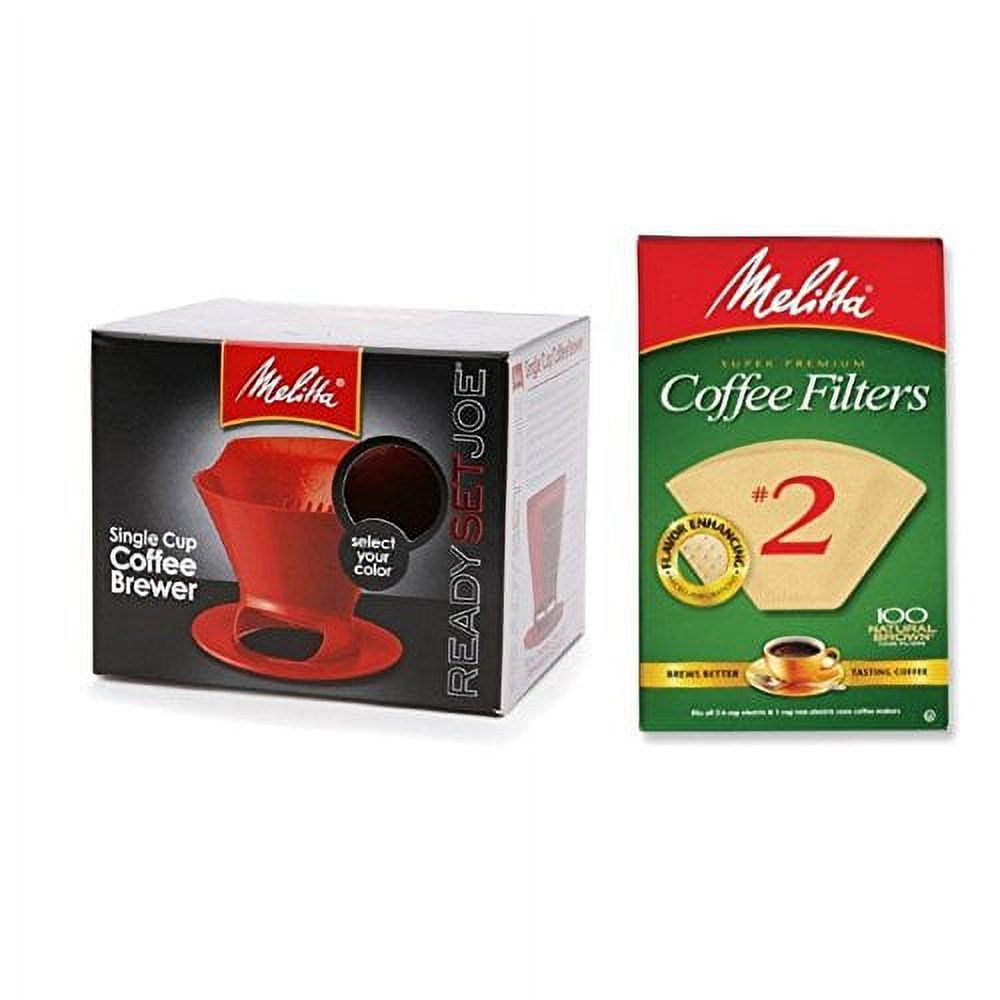 Melitta Pour Over Coffee Drip Cone Brewer & #2 Natural Brown Filter ...