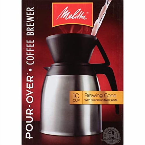 Melitta Pour-Over Brewer with Cone Paper Filter, 10 Cup Coffee Maker ...