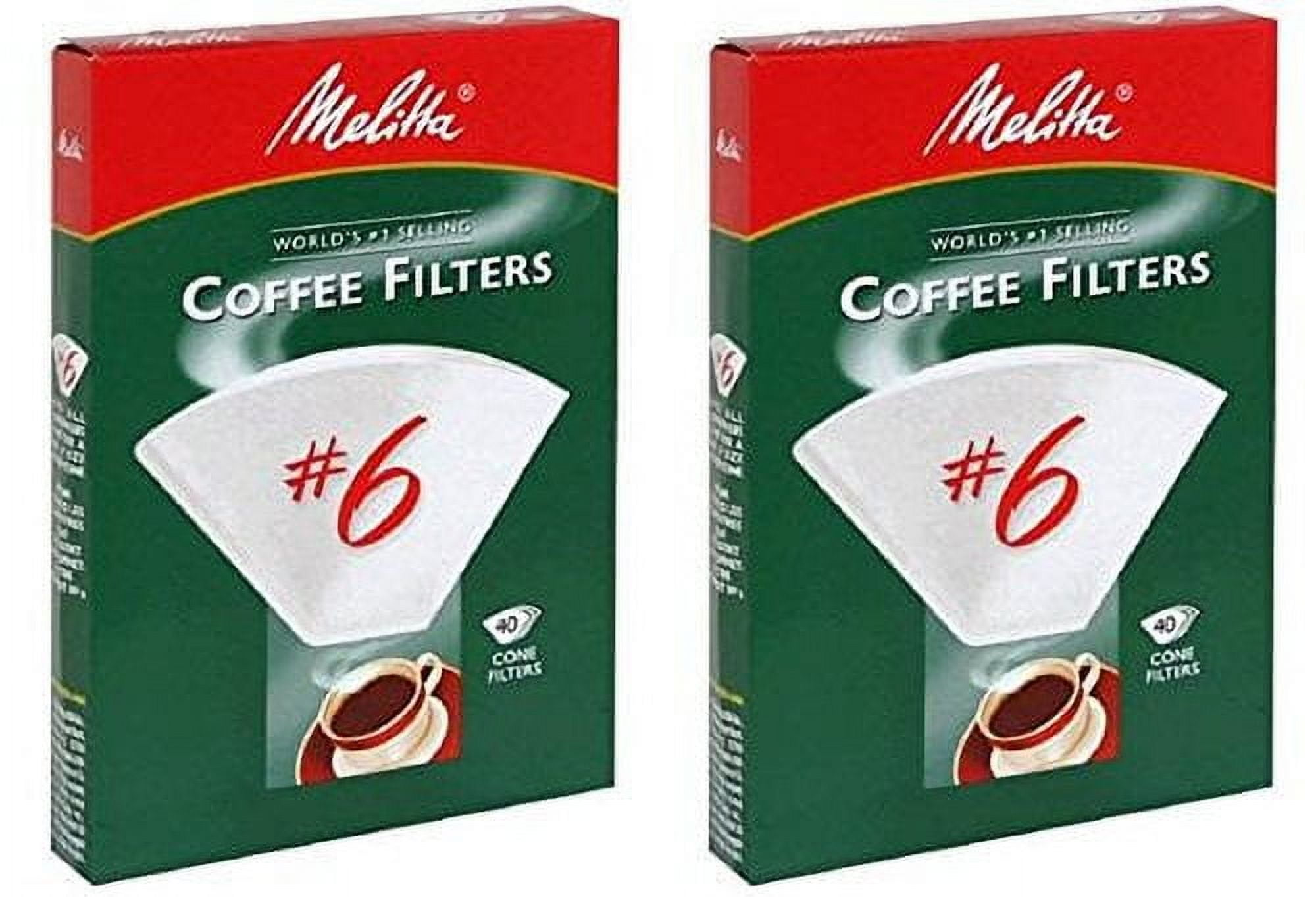 Melitta #6 Cone Coffee Filters, White, 40 Count per Pack, 2 Pack ...