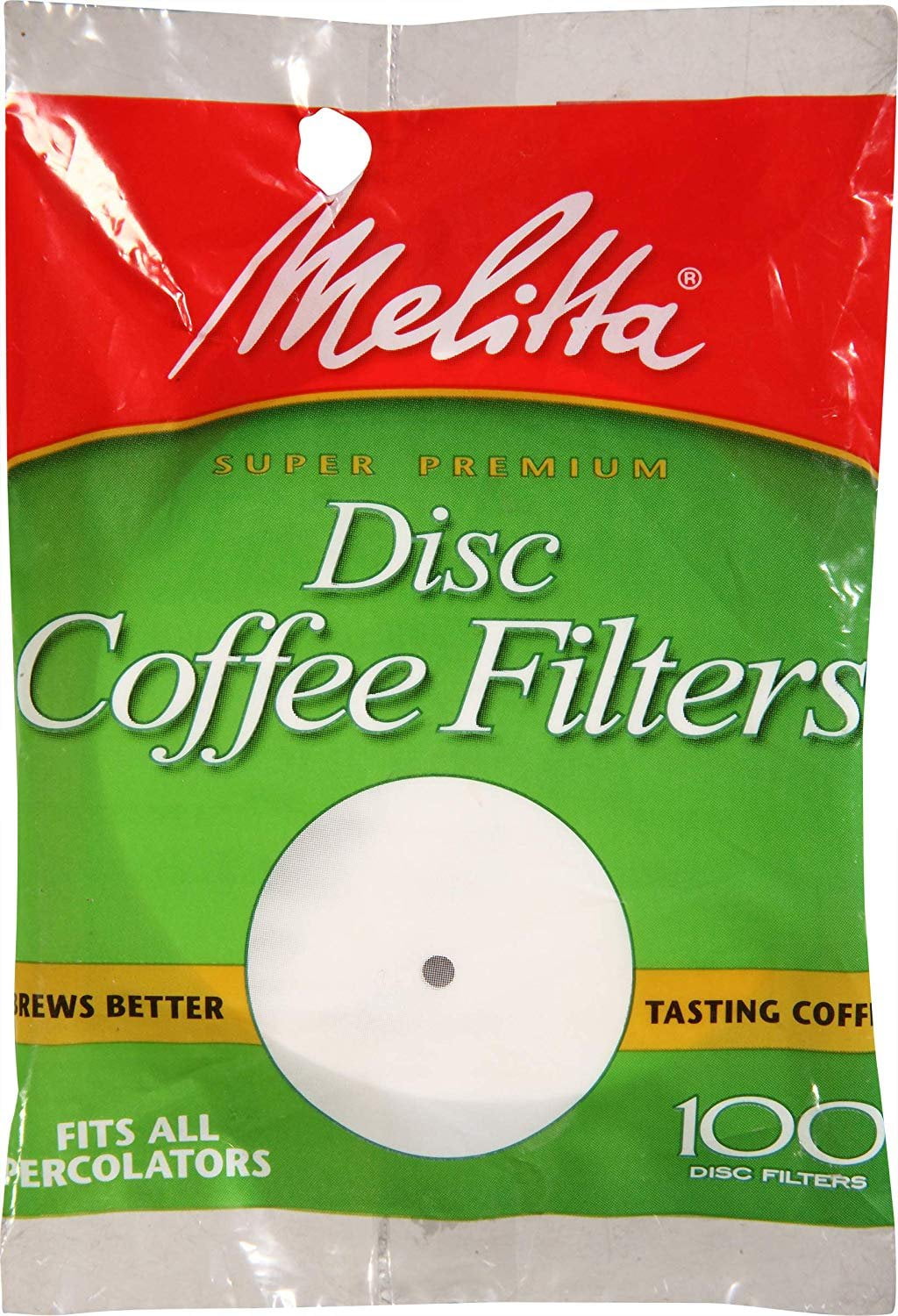 Melitta Super Premium Percolator Disc Coffee Filters, White, 100 Count ...