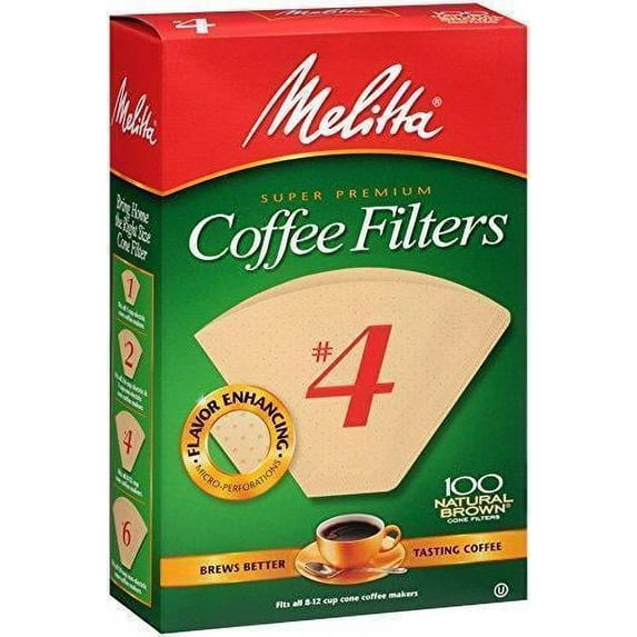 Melitta 100 Count, No.4, Natural Brown Super Premium Cone Coffee ...