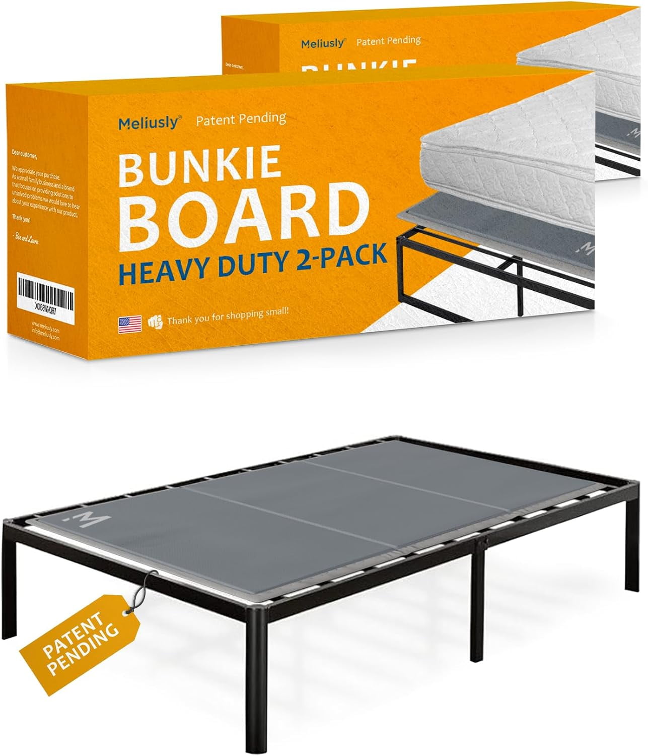 Meliusly Heavy Duty 10mm Bunkie Board Twin 2-Pack (38x75'') Patent ...