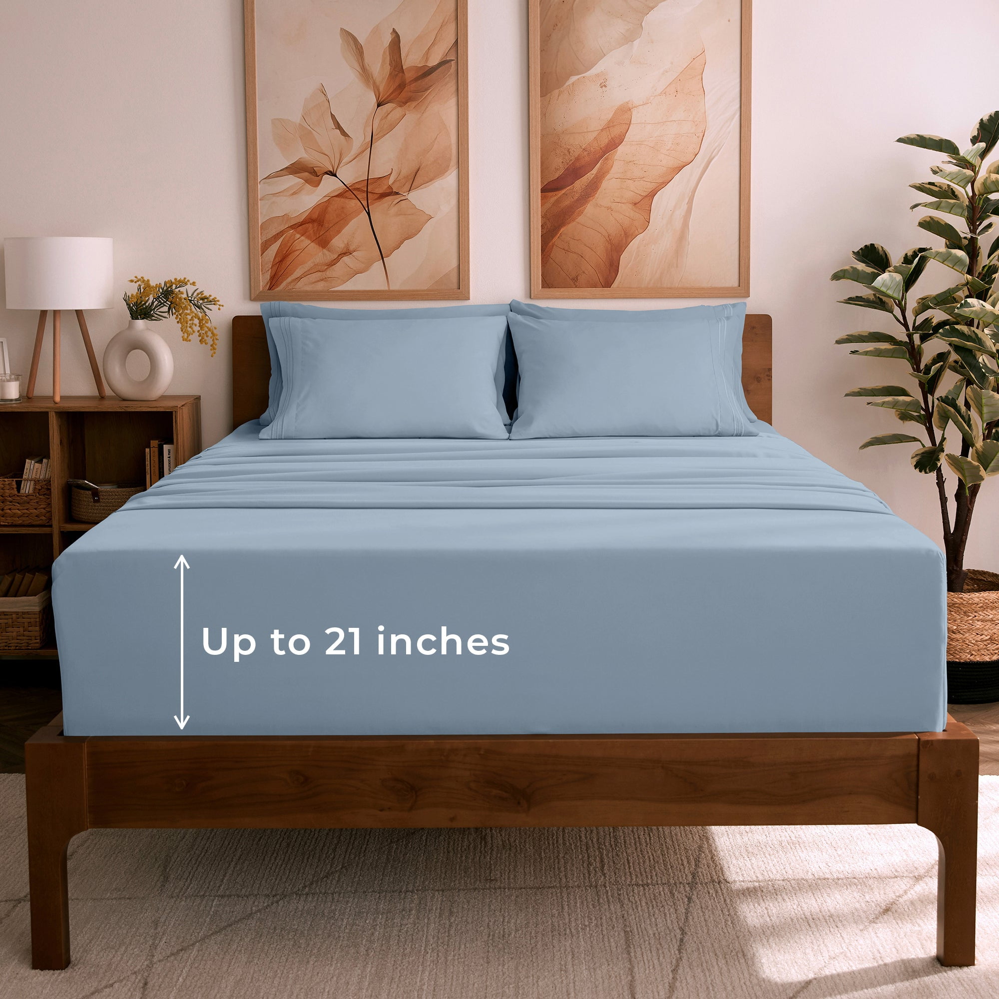 Mellanni 6 Piece Bed Sheet Set Brushed Microfiber, Extra Deep Pocket ...