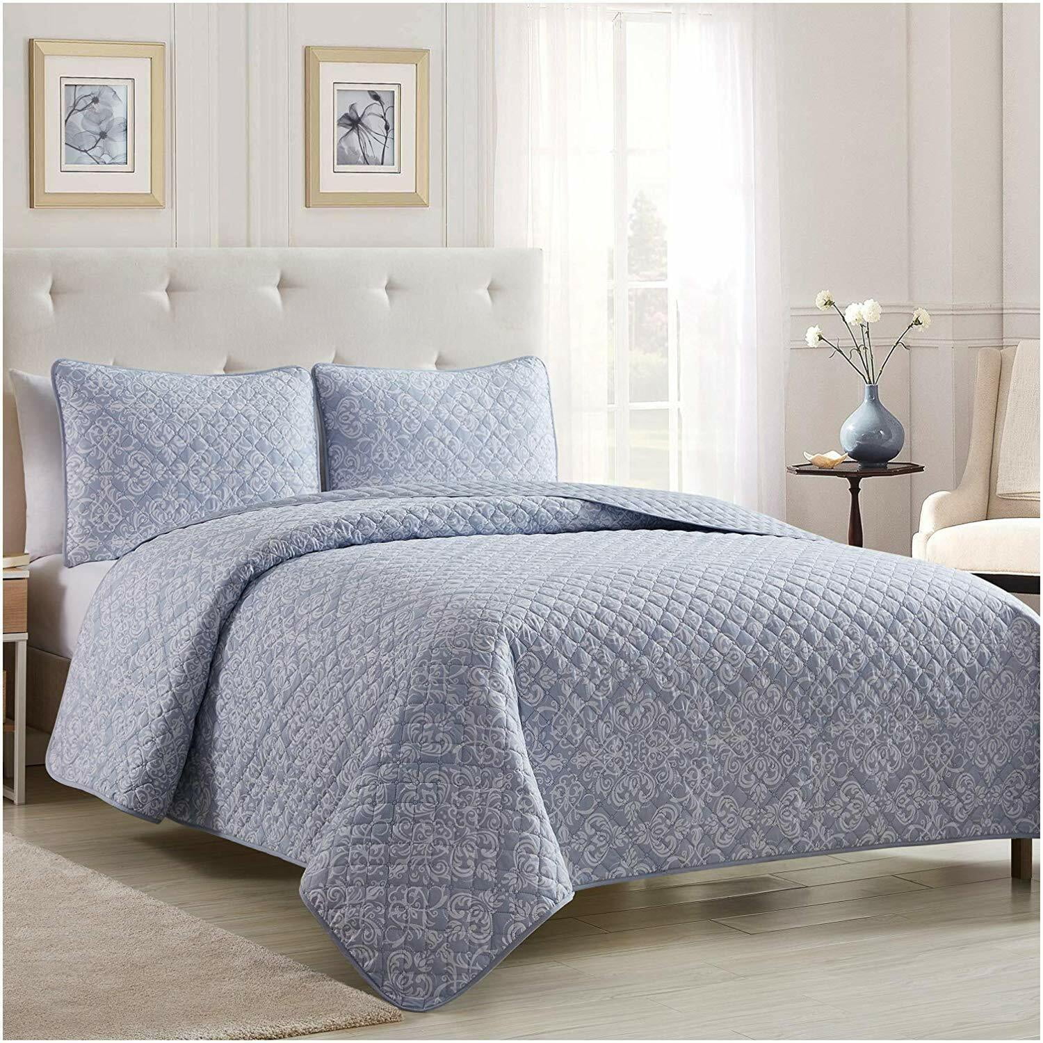 Mellanni Bedspread Coverlet Set 3-Piece Oversized Bed Cover, Ultrasonic ...